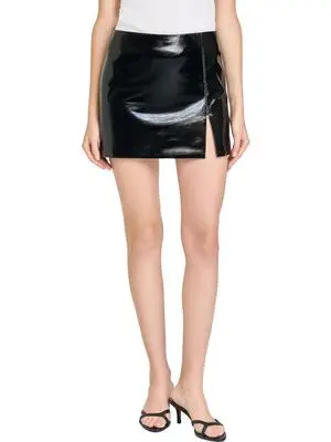 WAYF Rocky Faux Leather Miniskirt - Black