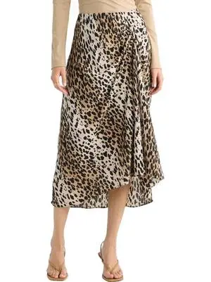OPEN EDIT Open Edit Ruched Side Midi Skirt
