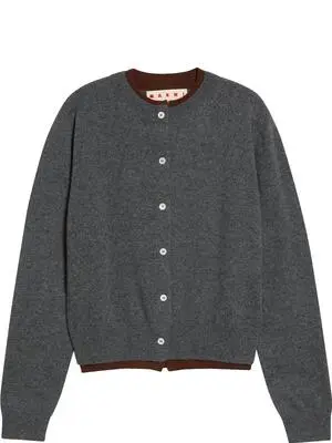 Marni Layered Trim Cashmere Cardigan - Graphite