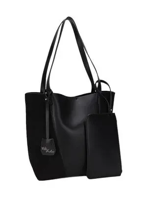 MALI + LILI North South Faux Leather Tote - Black