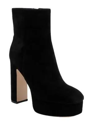 L'Agence Soho Leather Platform Bootie - Black Suede