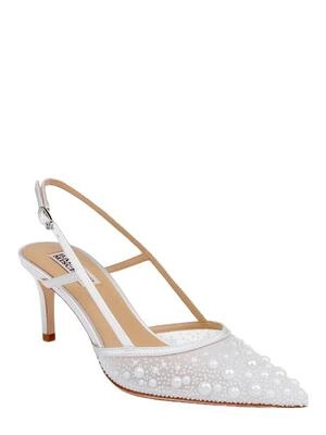 Badgley Mischka Reem Pointed Toe Slingback Pump - Whitesatin