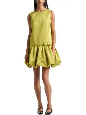 Plan C Pleated Bubble Minidress - Citron