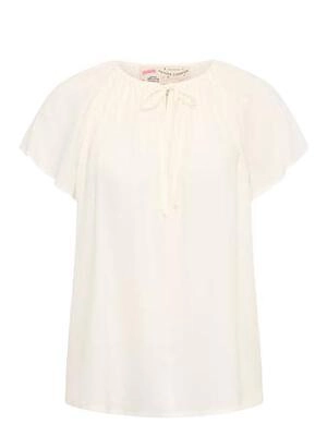 MAISON COMMON Silk Blend Cap Sleeve Blouse Ecru