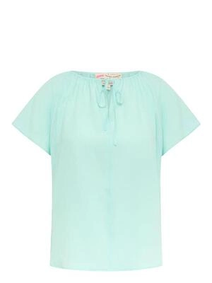 MAISON COMMON Silk Blend Cap Sleeve Blouse With Filigree Ribbon - Mint
