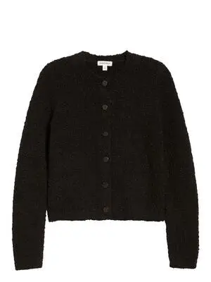 Nordstrom Textured Crewneck Merino Wool Cardigan - Brown Mole