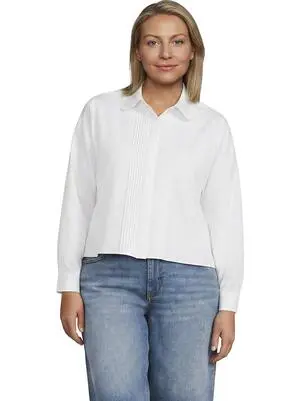 LANDS' END No Iron Boxy Cropped Shirt - White