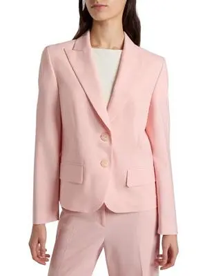 Santorelli Jodie Two-button Blazer In Tropical Wool Stretch - Candy Pink