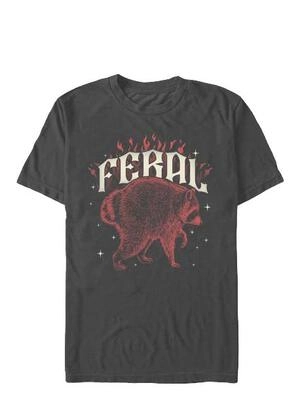 LOST GODS Feral Jimothy The Raccoon Short Sleeve T-shirt - Charcoal
