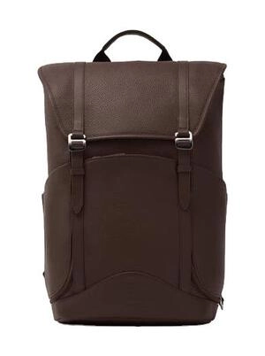 WOOL & OAK Full Grain Leather Travel Backpack - Chocolate