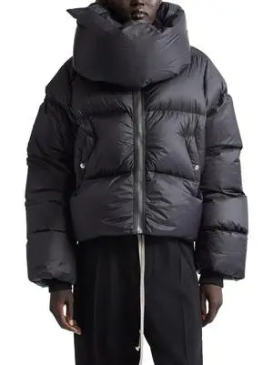 Rick Owens Funnel Neck Cropped Puffer Jacket - Black