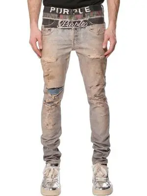PURPLE BRAND Skinny Trompe L'oeil Boxer Jeans - Blue Multi