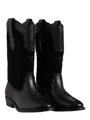 Zadig&Voltaire Tex Western Wild Leather Western Boot Black