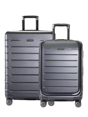 RICARDO BEVERLY HILLS Santa Rosa Hardside Expandable 2 Piece Set 20" Front Access Carry On & 24" Checked Spinner - Graphite