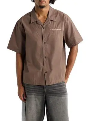 PACSUN Ca Embroidered Camp Shirt - Brown