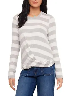 Karen Kane Drape Front Long Sleeve Top - Stripe