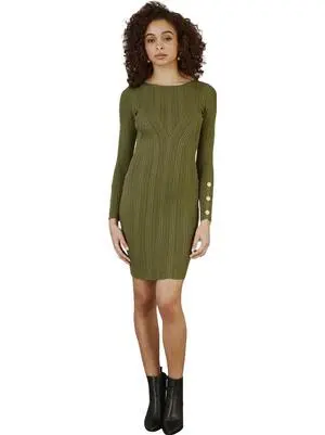 YUMI Yumi Fitted Button-Detail Shimmery Midi Dress Green