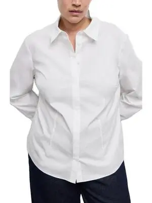 Mango Slim Fit Poplin Shirt - White