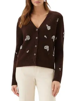 Karen Kane Rhinestone Cardigan - Chocolate