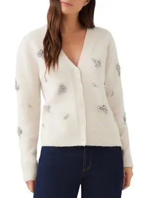 Karen Kane Rhinestone Cardigan - Ecru