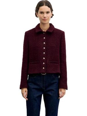 Gerard Darel Cropped Long Sleeve Jacket - Wine