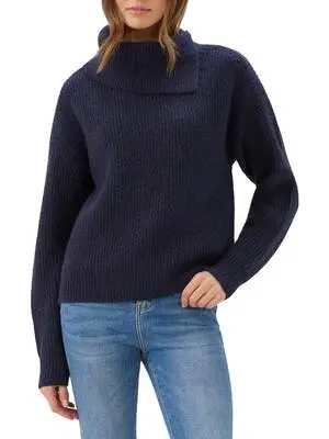 Karen Kane Split Neck Sweater - Navy