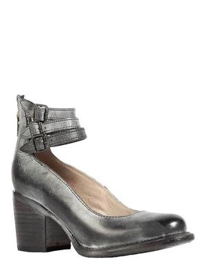 FREEBIRD Randi Distressed Leather Block Heel Pumps - Black Leather