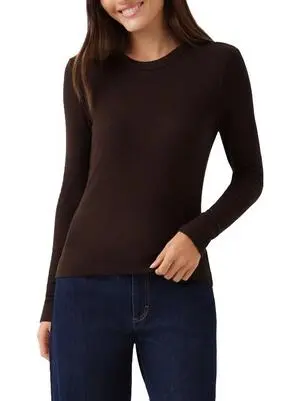 Karen Kane Ribbed Long Sleeve Crewneck Top - Chocolate