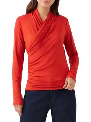 Karen Kane Crossover Side Shirred Top - Rust