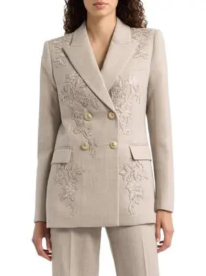 Kobi Halperin Violet Embroidered Wool Blazer - Oat