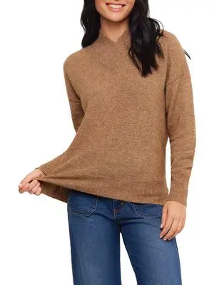 Karen Kane Crossover Shawl Collar Sweater - Camel