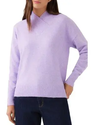 Karen Kane Crossover Shawl Collar Sweater - Lavender