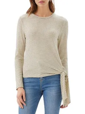 Karen Kane Stripe Side Tie Top - Cream/black