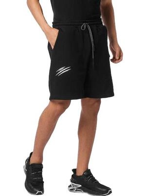 PLEIN SPORT Loose Fit Jogging Shorts With Graphic Print - Black