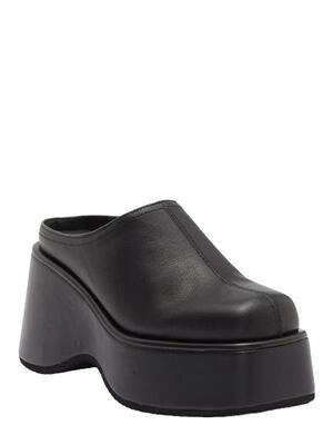 Jeffrey Campbell Waveform Leather Platform Wedge Mule - Black