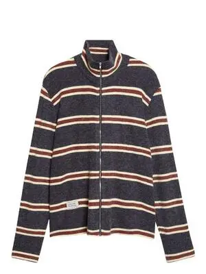 SONG FOR THE MUTE SONG FOR THE MUTE Striped Zip-Up Funnel Neck Jacket