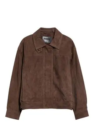 REISS Cooper Suede Jacket With Dropped Shoulders - Brown