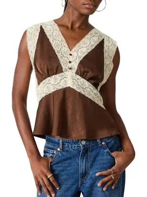 Steve Madden Elinor Lace Accent Top Dark Espresso