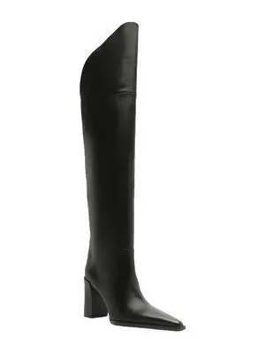 Schutz Raffaela Over The Knee Leather Boot - Black