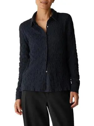 Eileen Fisher Crinkle Shirt - Maritime