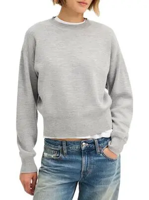 Madewell Relaxed Crewneck Wool Blend Sweater - Medium Htr Grey