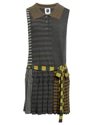 YANYAN Mismatch Sleeveless Polo Merino Wool Dress