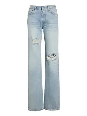 HAIKURE Star Ripped High Waist Wide Leg Jeans