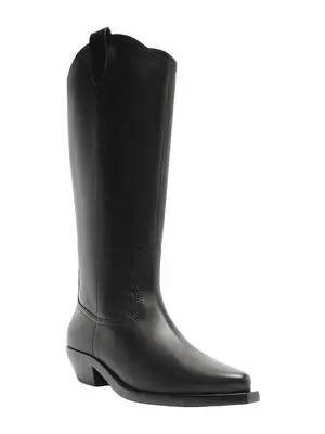 Schutz Nash Up Leather Western Boots - Black