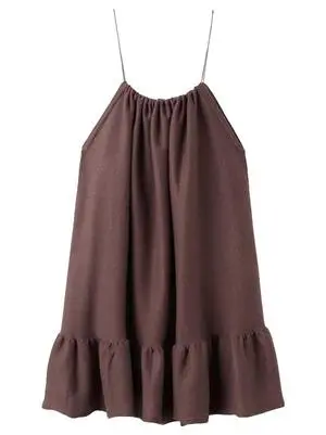 Mango Gathered Halter Neck Mini Dress - Wine