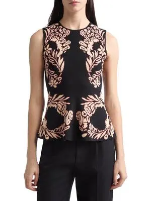 Ulla Johnson Nadira Jacquard Knit Peplum Top - Vesper