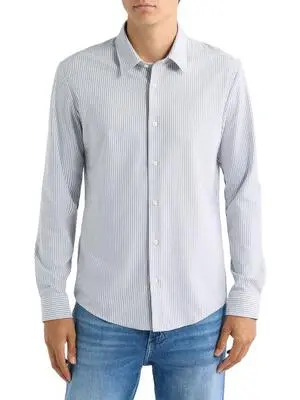 BOSS Roan Kent Slim Fit Stripe Performance Button-up Shirt - Dark Blue