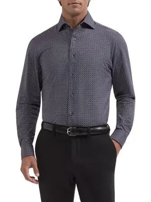 Bugatchi Devon Ooohcotton Long Sleeve Button-up Shirt Navy