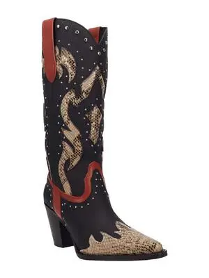DINGO Untamed Genuine Calf Hair Western Boots - Black