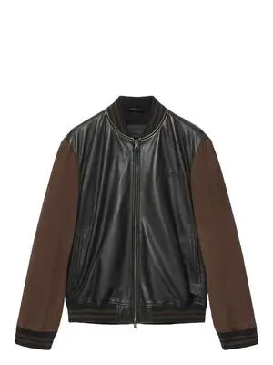 ALLSAINTS Leather Bomber Jacket - Black/brown